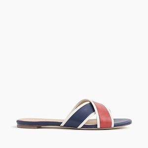 J. Crew | Shoes | J Crew Colorblock Leather Slide Sandals | Poshmark
